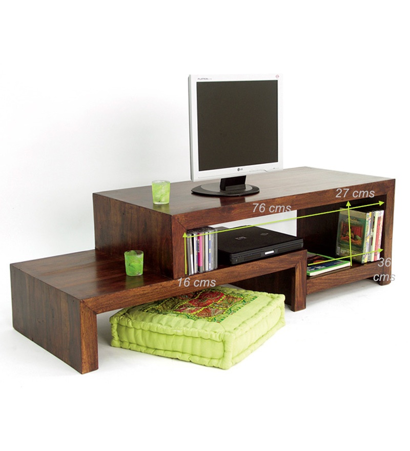 Spintec Designer Open Shelf TV Cabinet in Solid Wood by Jfwoods